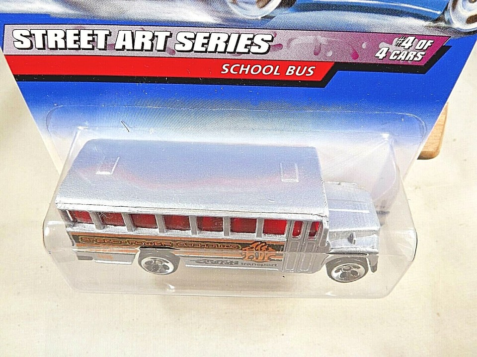 1999 Vintage Hot Wheels #952 Street ART Series 4/4 SCHOOL BUS Gray wo ...