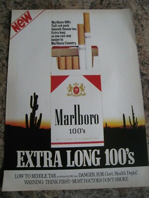 MARLBORO EXTRA LONG 100'S CLASS A CIGARETTES ADVERT APPROX A4 SIZE FILE ...