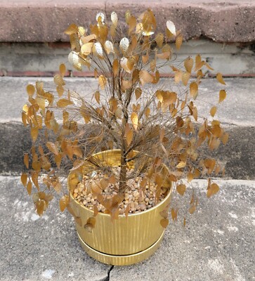 MCM Brass Wire Money Tree Large 16" Rare Estate Find Wealth Prosperity ...