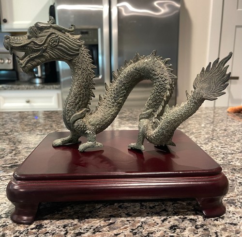 Antique Chinese Bronze Four Toed Dragon Cast Sculpture Figurine, 9 ...