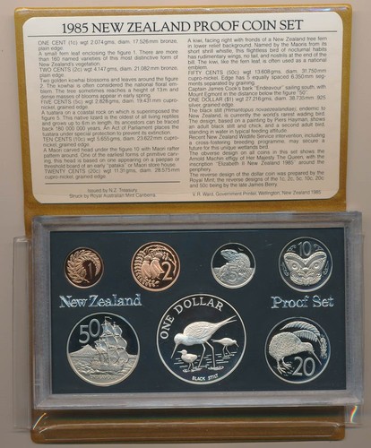 New Zealand:1985 Proof Set, Cat US$50, with .82 oz Silver $1 Bird | eBay