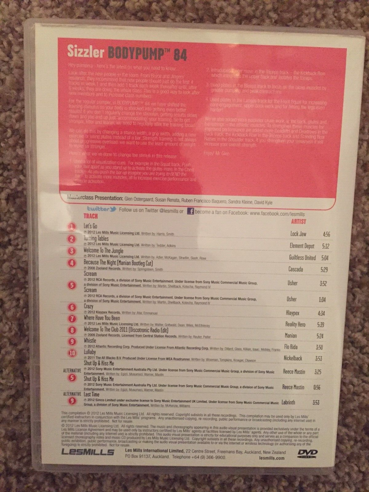 Les Mills BODYPUMP 84 DVD, music, Notes body pump. Partial kit | eBay