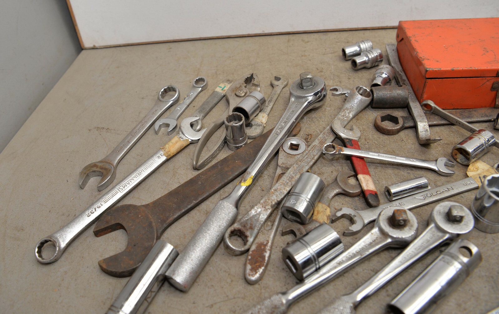 Vintage mechanic tool all Williams US made wrench ratchet socket box ...