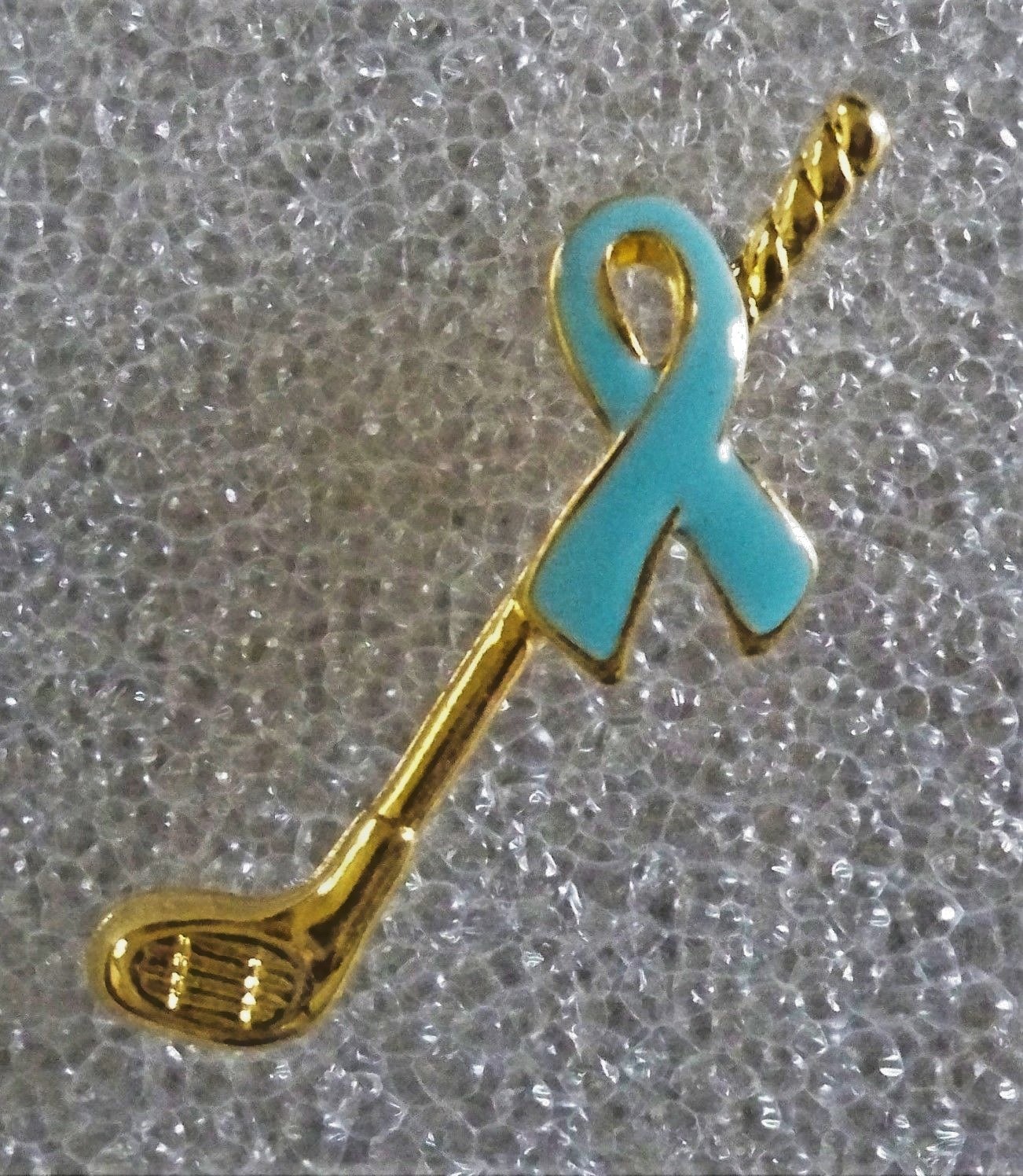 light blue ribbon golf club pin,prostate cancer awareness, made in the ...