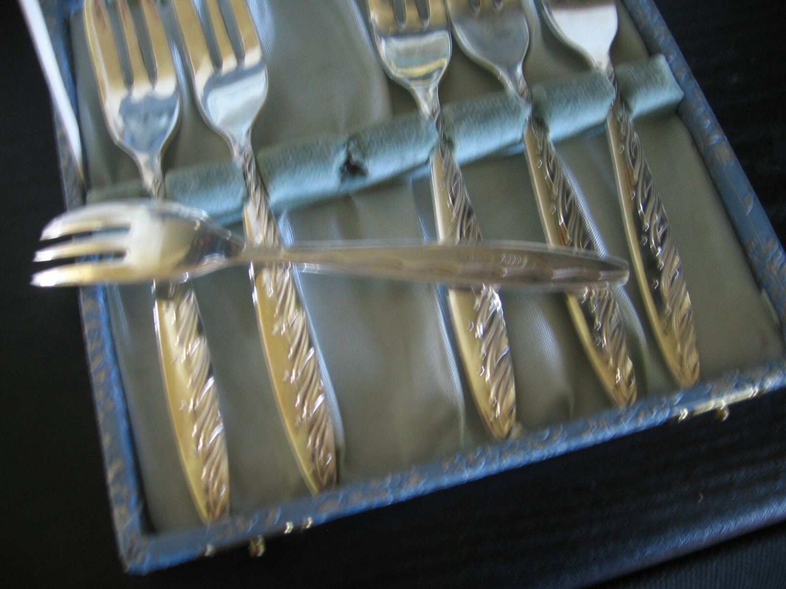 ANGORA SILVER PLATE PIE DESSERT FORK SERVER SET IN BOX | eBay