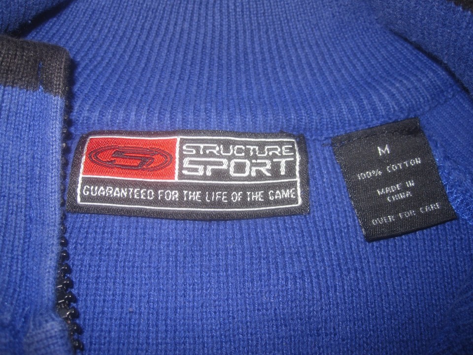 Men's Structure Sport Pull Over Sweater M Medium 1/4 zip Blue ~ 2496 | eBay