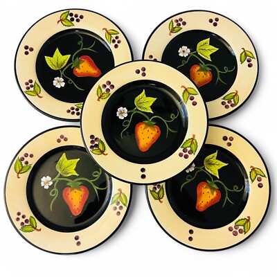 Set of 5 Strawberry Plates – Fruit Design Ceramic Dinnerware Jay Import ...