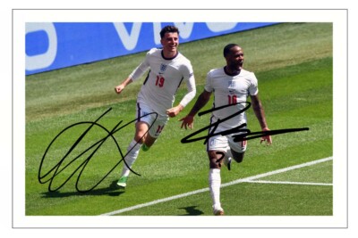 MASON MOUNT & RAHEEM STERLING Signed Autograph PHOTO Gift Print ENGLAND ...