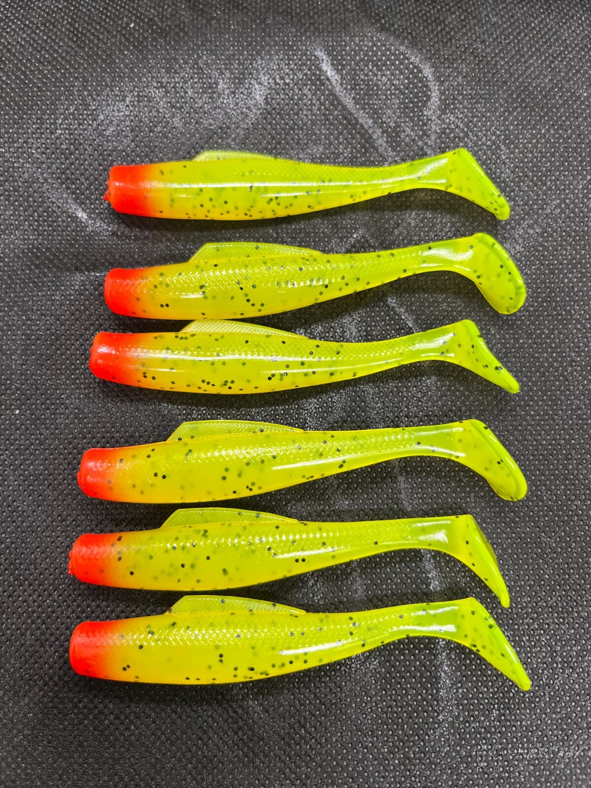 Chartreuse red fishing lure 12 pcs 3 1/4 inch swimbaits paddle tail ...