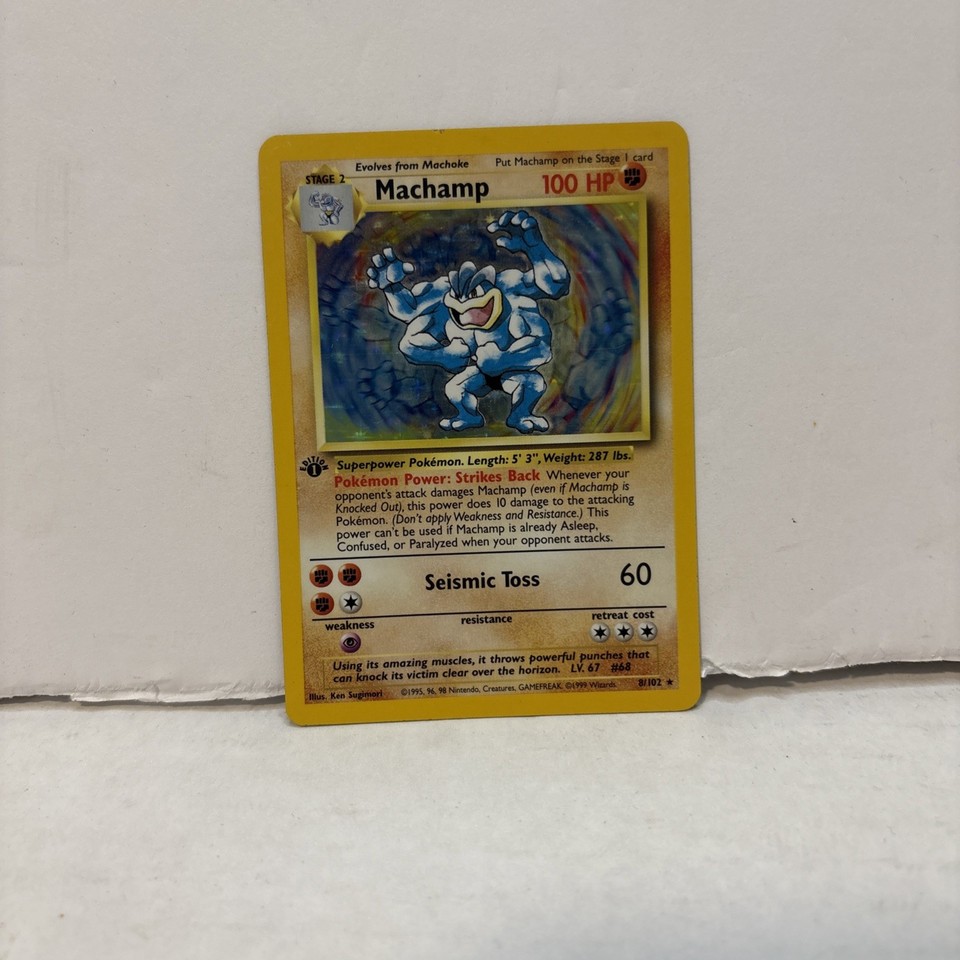 Machamp 8/102 Pokémon Card 1st Edition Base Set Holo WOTC 1999 HP Rare ...