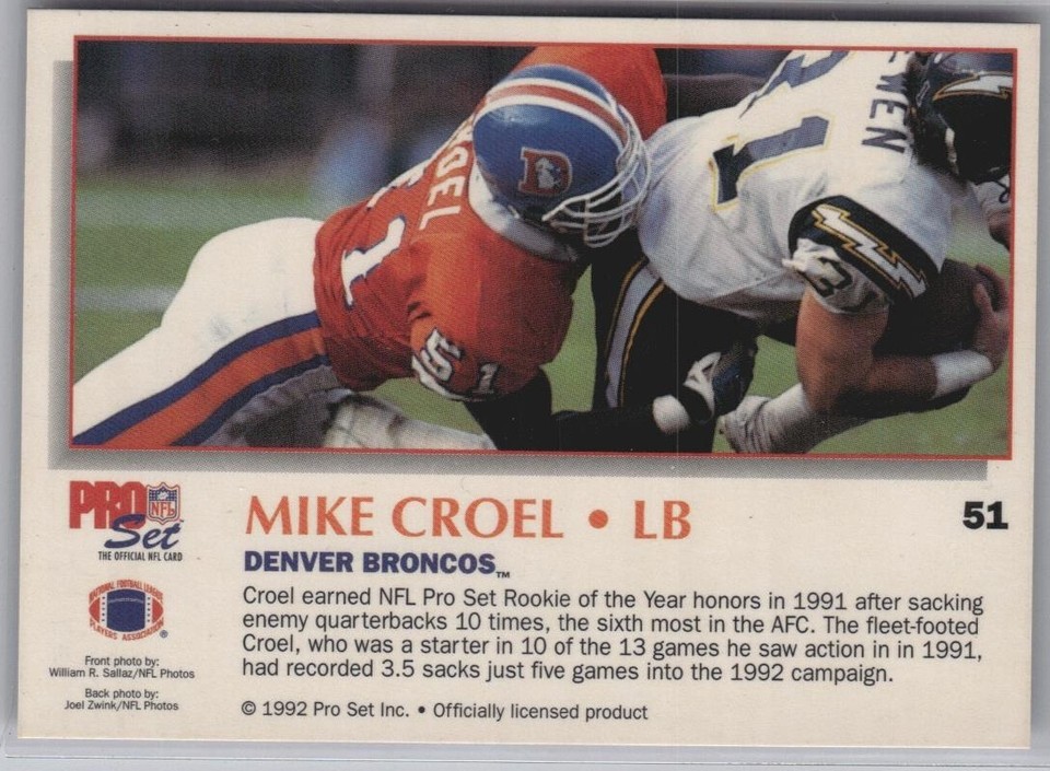 1992 Power Denver Broncos Football Card #51 Mike Croel | eBay