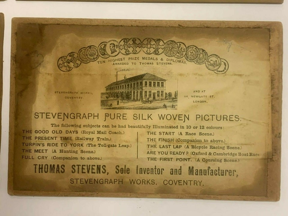 Set of 9 Antique Stevengraph Pure Silk Woven Pictures | eBay