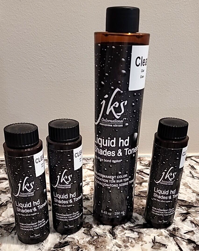 LOT OF 4 - JKS Liquid HD Demi Permanent Hair Color CLEAR 1 - 8.45oz/3 ...