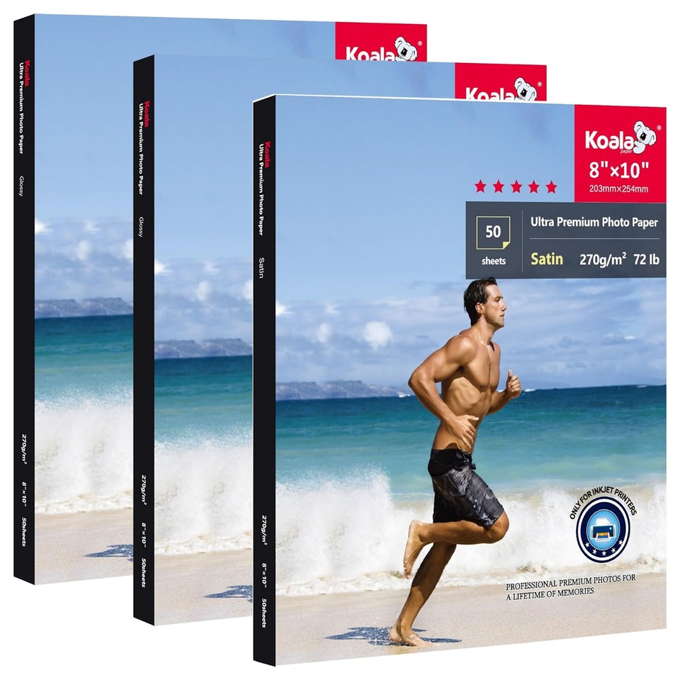 150P Koala 72lb Ultra Premium Photo Paper 8x10 SATIN for Inkjet Printer ...