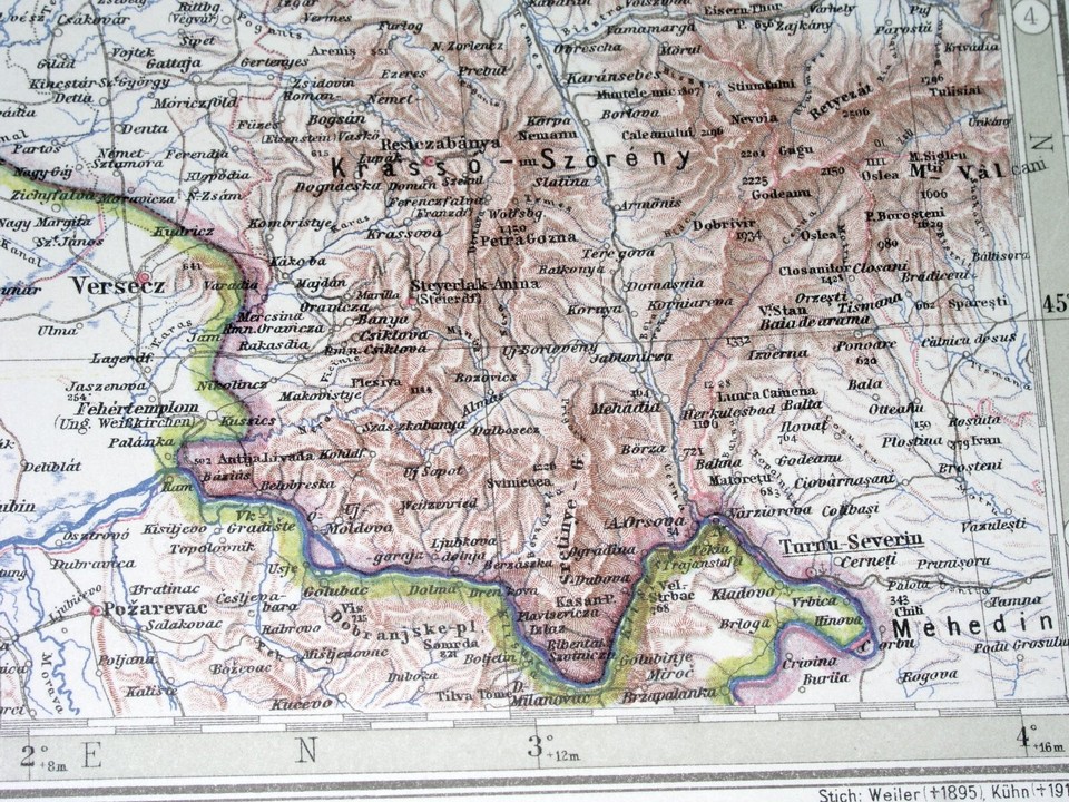 1925 ORIGINAL VINTAGE MAP OF HUNGARY BUDAPEST ROMANIA SERBIA CROATIA ...