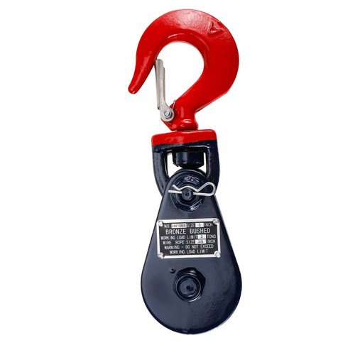 2T Snatch Block Swivel Hook 3/8" Wire Rope Pulley 3" Sheave Tow Shackle ...