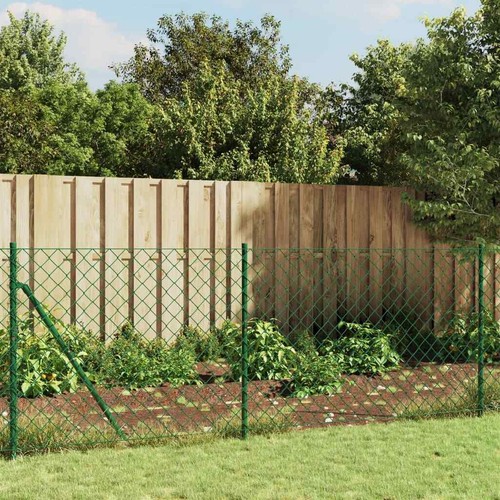 vidaXL Chain Link Fence with Spike Anchors Green 1x25 m STP | eBay