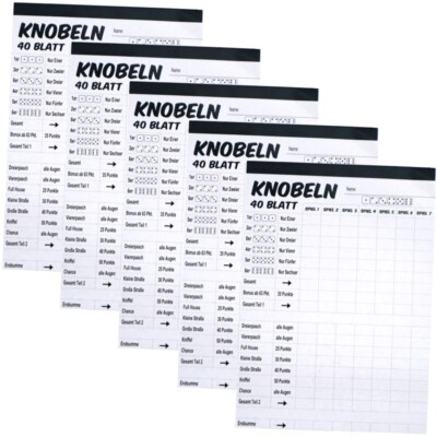 5x Spielblock Knobeln Knobelblock Knobel Würfel Block für Knobelspiele ...