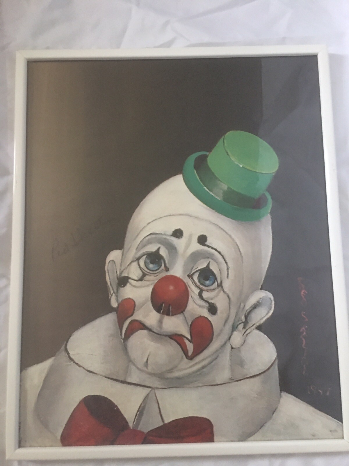 Signed 1947 RED SKELTON Lithograph Print on Canvas SAD FACE CLOWN. | eBay