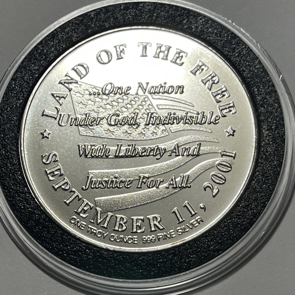 9/11 Twin Towers World Trade Center Coin 1 Troy Oz .999 Fine Silver ...
