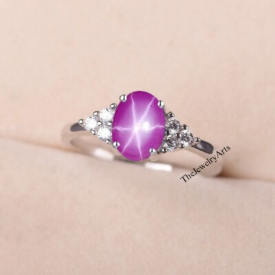 Star Ruby Engagement Ring, Oval Star Ruby Ring, Solid Silver Ring | eBay