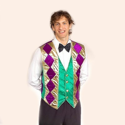 MardiGras Party Tuxedo Vest Adult Men Costume Croupier Casino PURPLE ...