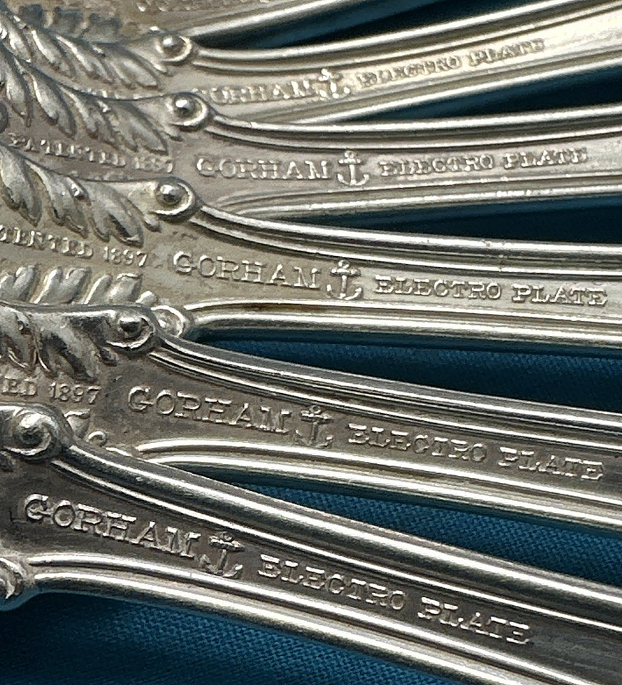 8 Pc 1897 RICHMOND Silverplated 6 Gumbo & 2 Serving Spoons Gorham ...