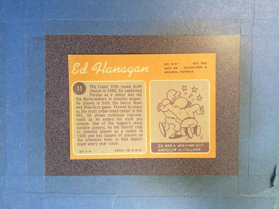 JY37) 1970 Topps #11 ED FLANAGAN Detroit Lions NRMT | eBay