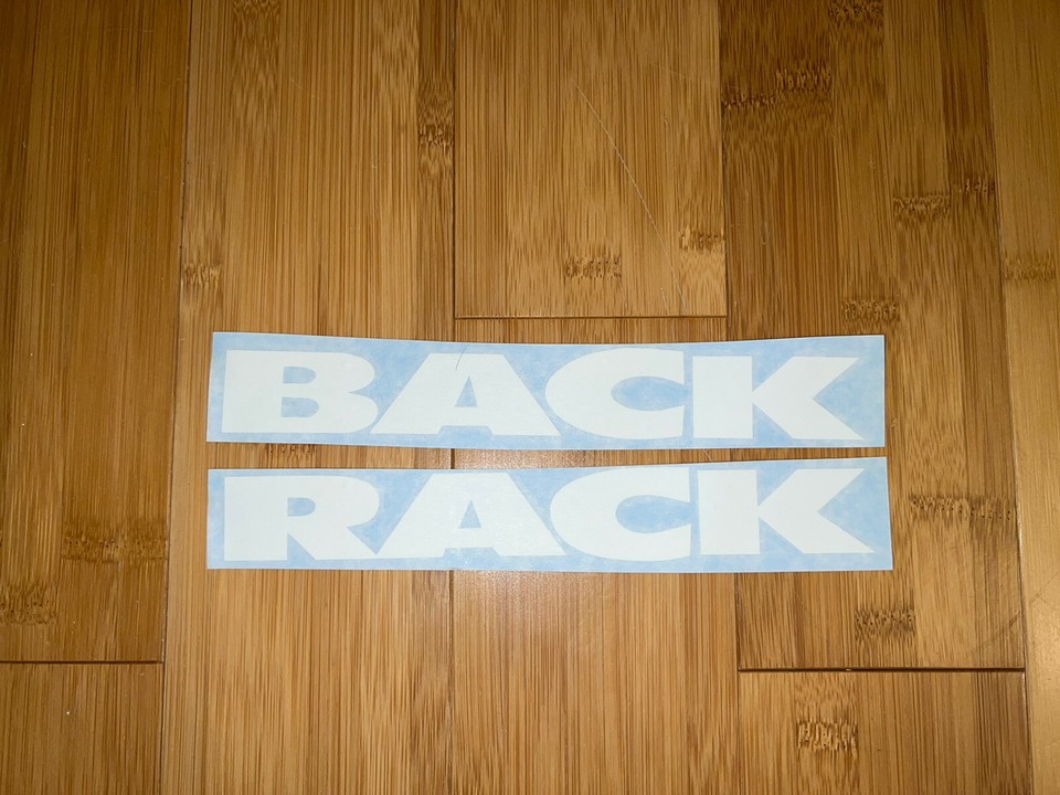 BACK RACK Replacement White STICKER Kit (9in x Each Word) Truck Split ...