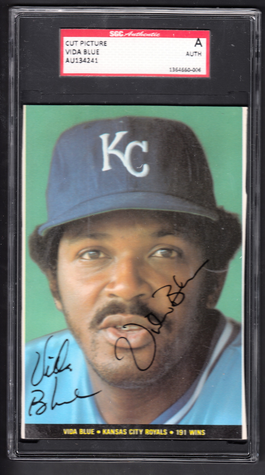 Vida Blue Autographed 3x5 KC Royals Cut Photo Card SGC Authentic ...