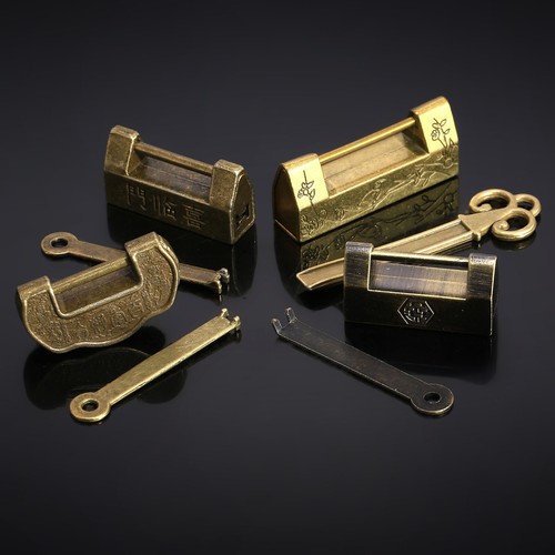 Chinese Antique Style Lock Padlock + Key Jewelry Chest Box Decorative ...