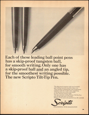 1964-Scripto`Tilt-Tip Pen, photo/model-Vintage Ad | eBay