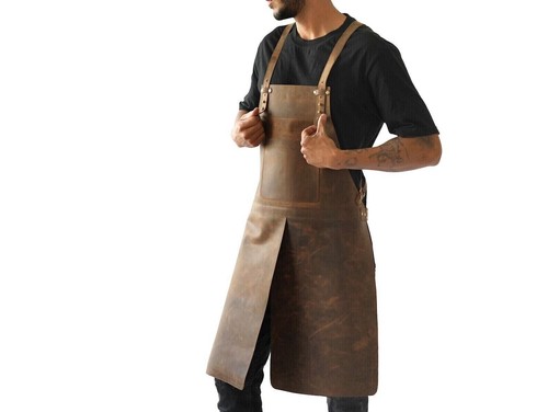 Handmade Leather Apron with Split Leg Design For Chef Kitchen BBQ ...