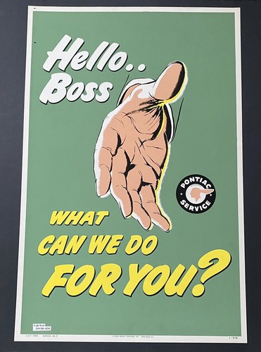 1956 Original Genuine GM Pontiac Poster 38x25” Dealers Hello Boss Car ...