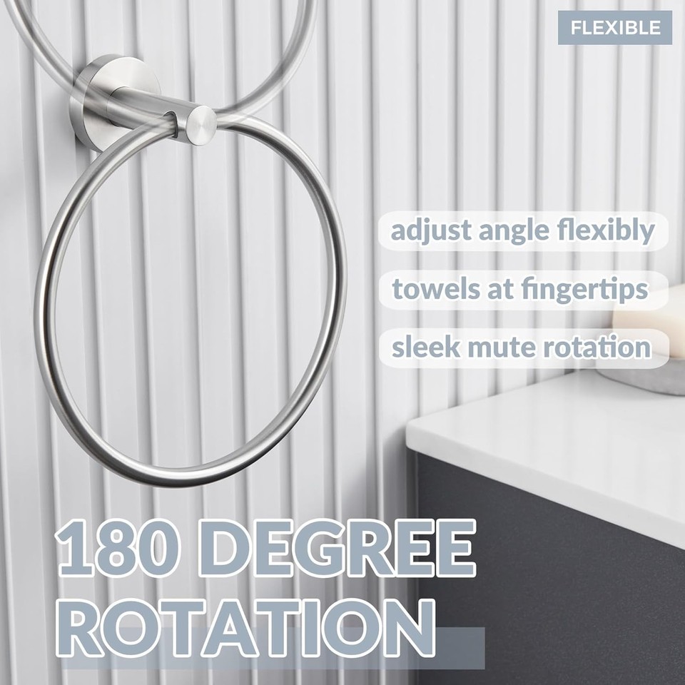 Bathroom Towel Ring Brushed Nickel, 304 Stainless Standard Size Brushed ...