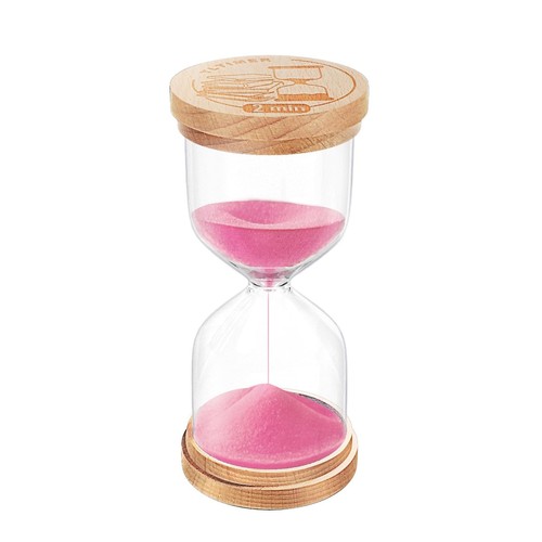 2 Minute Sand Timer Hourglass, Small Pink Sand 2 Min,Beech Wooden Sand ...
