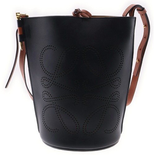 Used LOEWE Gate Bucket 2Way Bag Black Brown Leather Shoulder Handbag ...
