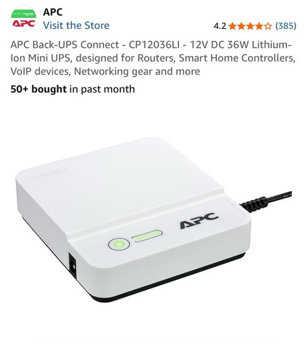 APC Back-UPS Connect - CP12036LI - 12V DC 36W Lithium-Ion Mini UPS ...