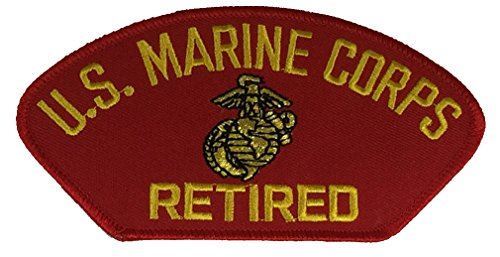 USMC MARINE CORPS RETIRED W/ EGA EAGLE GLOBE ANCHOR PATCH SCARLET GOLD ...