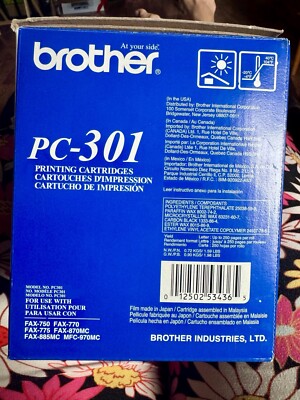 One New Brother PC-301 Printing, Fax Cartridge Genuine Black | eBay