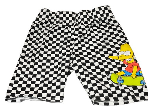 The Simpsons: Checkered "Bart Skateboarding" Shorts, Womens XS, Style ...