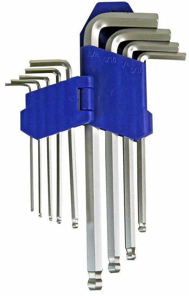 9pc Allen Key Set Hex Socket Set Imperial Ball End Long Heavy Duty ...