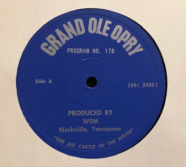 GRAND OLE OPRY Radio Show No. 178 - LP w/ cue MARTY ROBBINS DOTTIE WEST ...