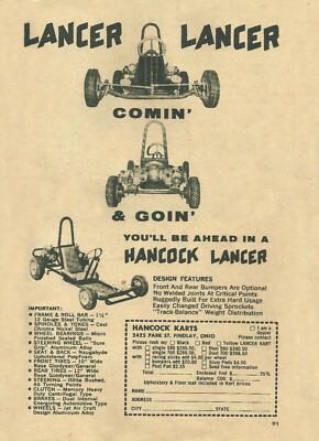 Vintage & Rare 1960 Hancock Lancer Go-Kart Ad | eBay