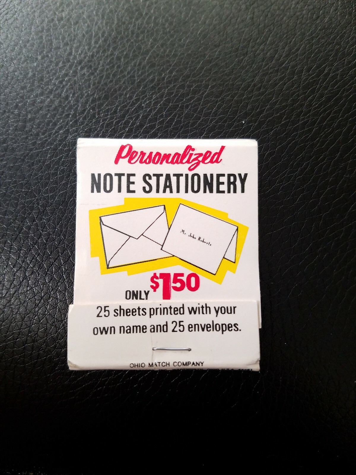 Vintage Matchbook Personalized Note Stationary Ohio match company ...