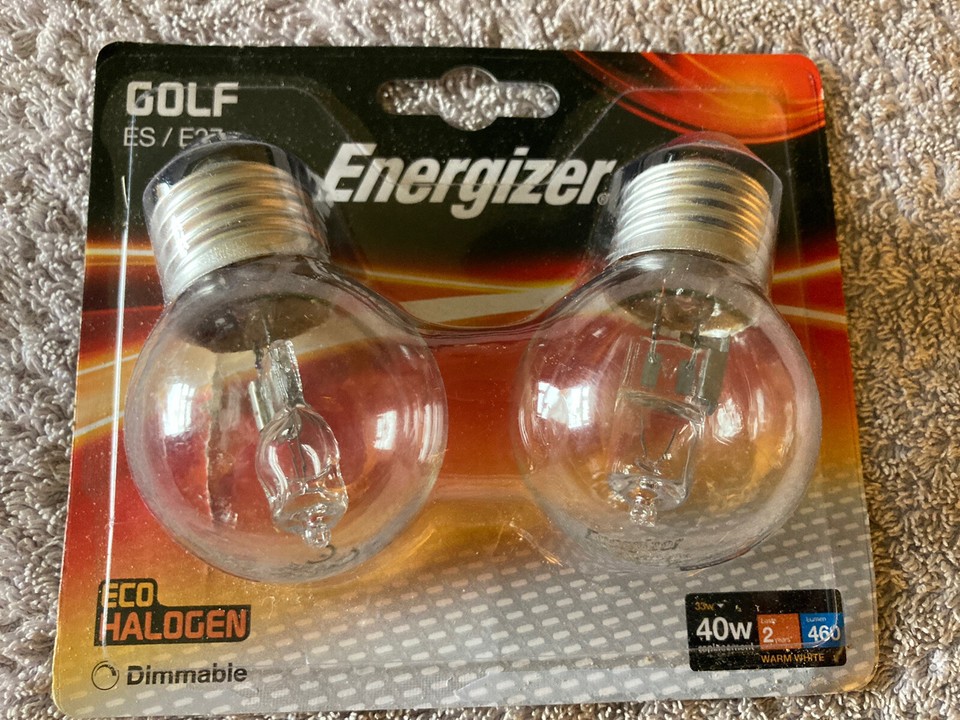 Energizer Eco Halogen Golf Es/e27 40w Screw Bulbs - Boxed NEW SEALED ...