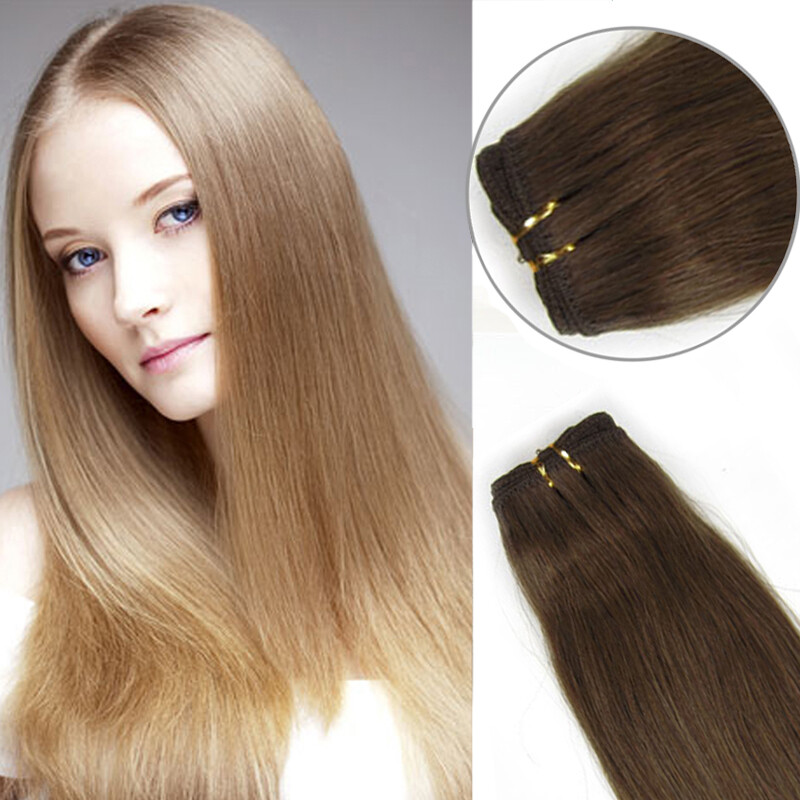 Full Head Double Weft Sew in Weft Hair Extensions Weave Real Human Hair ...