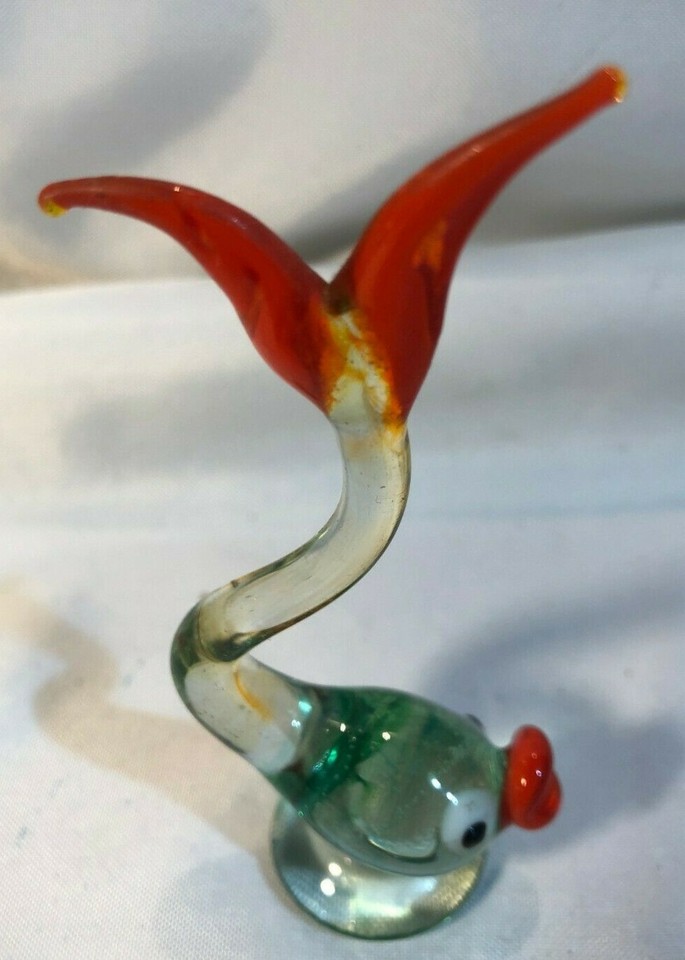 VINTAGE HAND BLOWN GLASS FISH - Red Lips & Tail - 9.5cm Tall | eBay UK