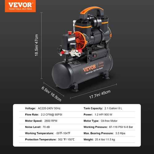 Succebuy Silent Air Compressor 9L 18L 24L 35L Quiet Oil-Free Portable ...