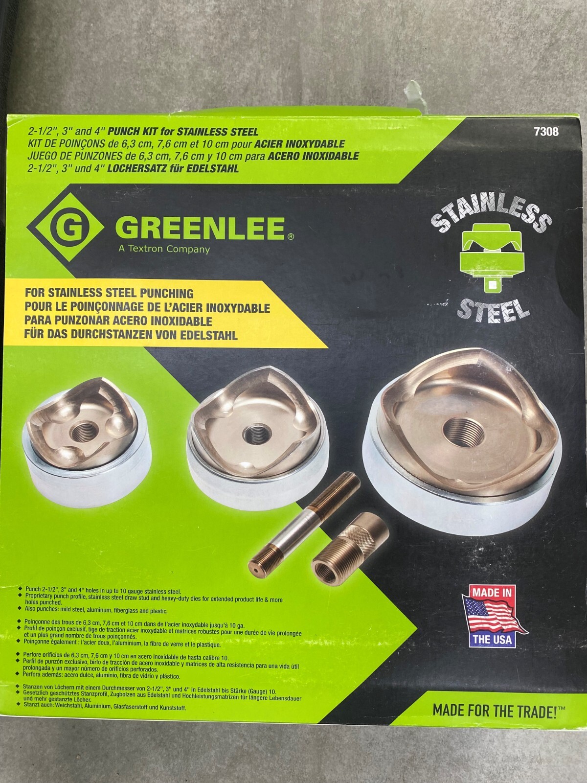 Greenlee 7308 Punch and Die Knockout Set 2-1/2" - 4" - Stainless Steel ...